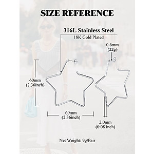 Star Hoop Earrings for Women Stainless Steel Geometric Earring Hoops Fashion Jewelry