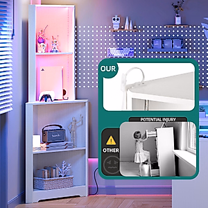 YITAHOME Corner Shelf Stand with Led Light, 5 Tier Corner Bookshelf and Bookcase, Wooden Open Corner Cabinet Display Storage Rack for Bedroom,Living Room, Dining Room, Home Office, Kitchen, White