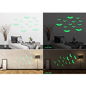 Halloween Bats Wall Decals Decorations Glow in The Dark, Fluorescence Wall Stickers for Halloween Party Kids Home Room Decals
