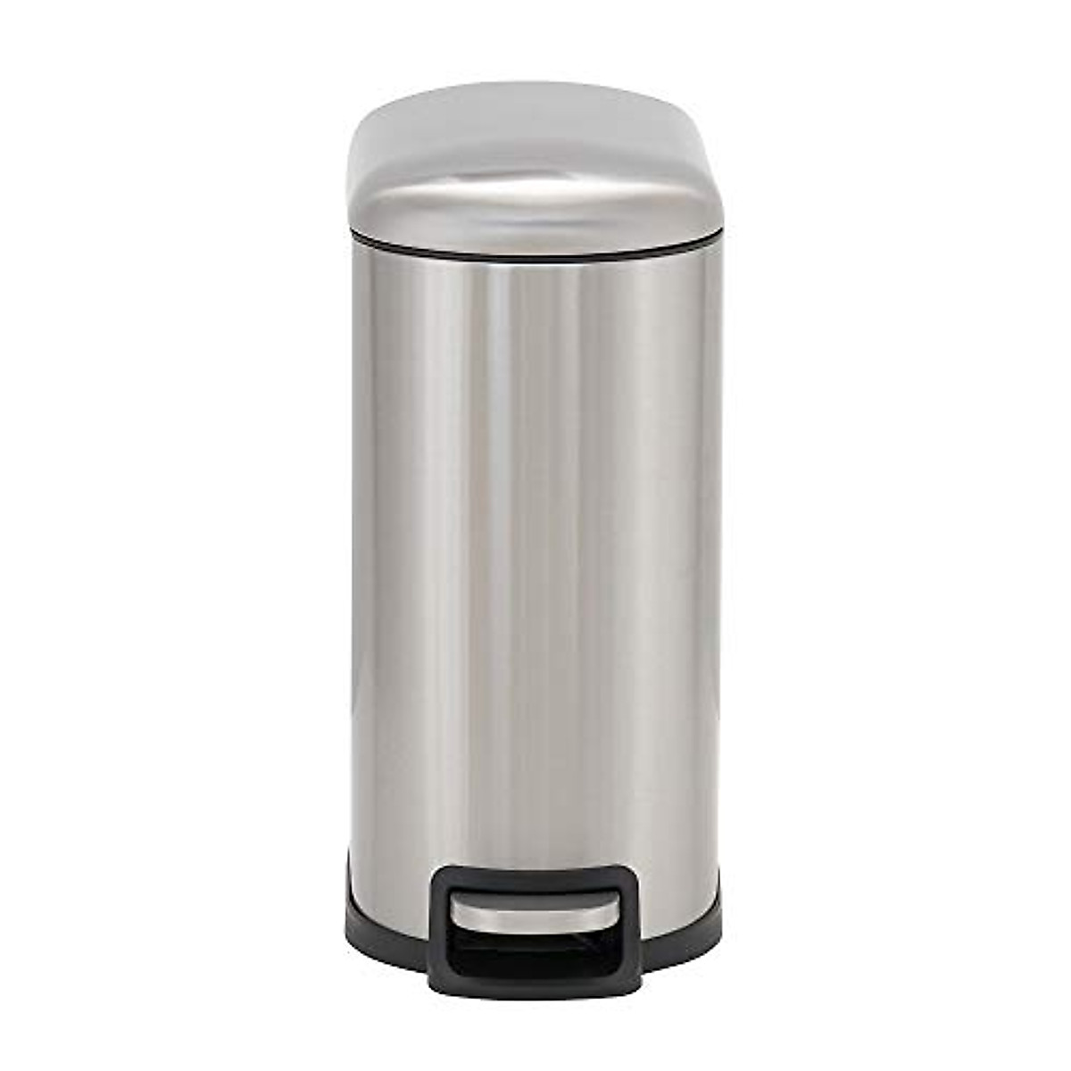Design Trend Oval Slim Stainless Steel Step Trash Can with Soft Close Lid | 10 Liter / 2.6 Gallon, Silver