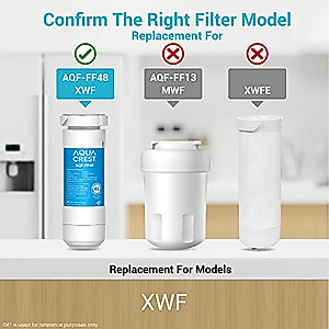 AQUA CREST XWF Refrigerator Water Filter, Replacement for GE® XWF water filter, NSF Certified, 3 Filters