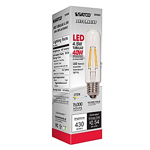 Satco S9580 Medium Bulb in Light Finish, 5.00 inches, 1 Count (Pack of 1), Specialty T10-Shape