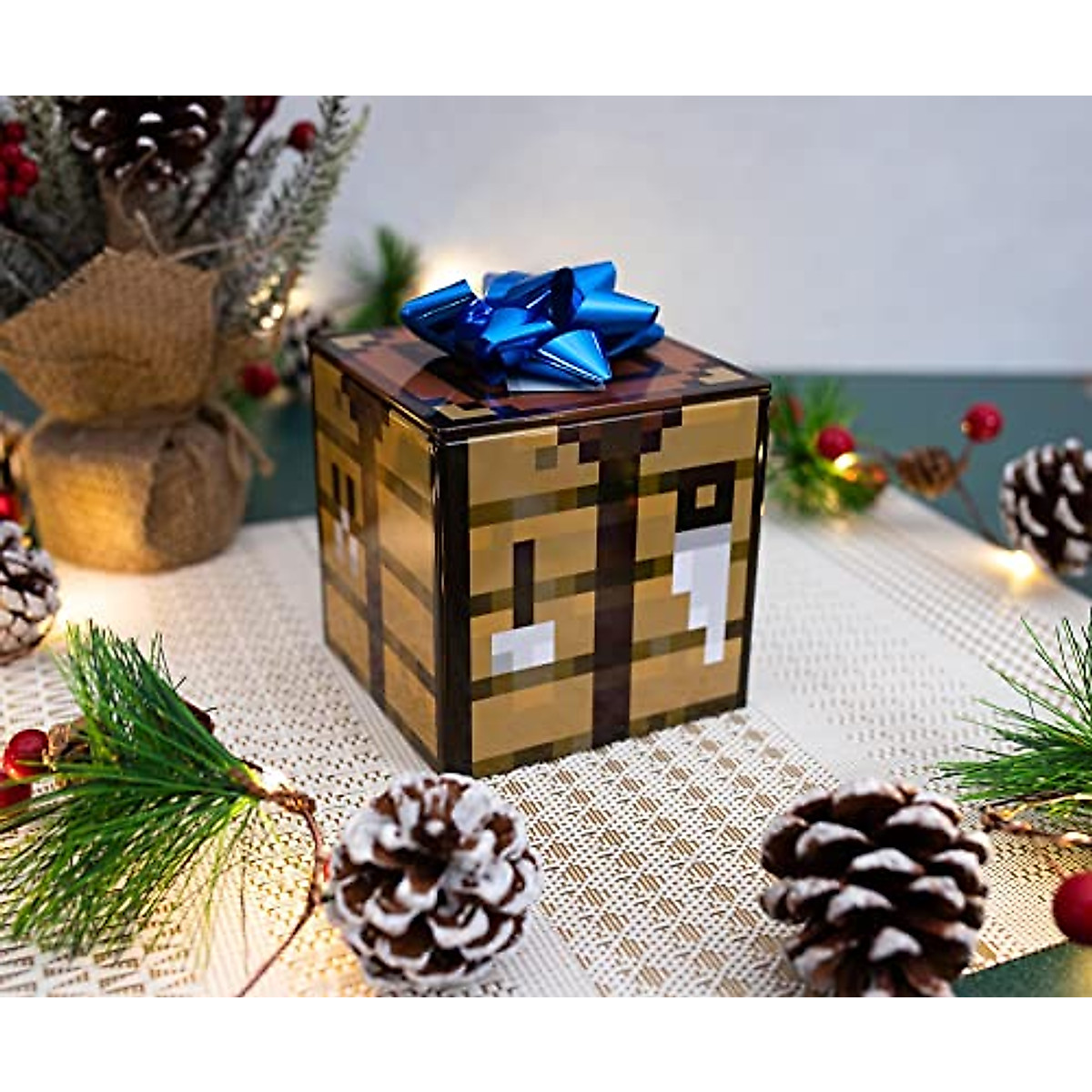 Minecraft Crafting Table Tin Storage Box Cube Organizer with Lid | 4 Inches