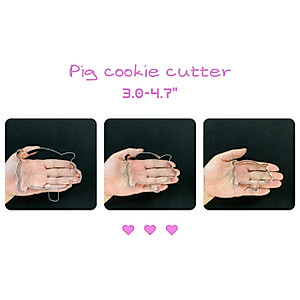 Pig Cookie Cutter Set-Size 4.7" 3.8" 3.0"-3 Piece-Dishwasher Safe Animal Fondant Cookie Cutters for Baking