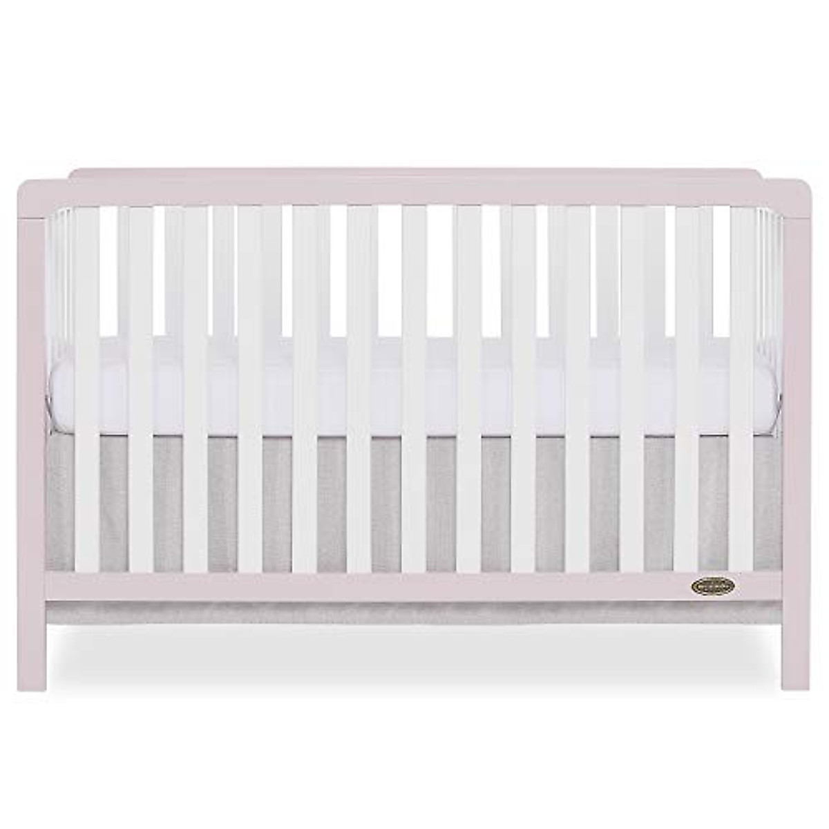 Dream On Me Ridgefield 5-in-1 Convertible Crib in Blush Pink & White, Greenguard Gold Certified