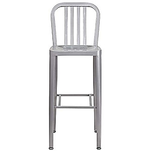 Flash Furniture Gael Commercial Grade 2 Pack 30" High Silver Metal Indoor-Outdoor Barstool with Vertical Slat Back