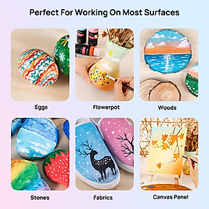 Discpace Pastel Acrylic Paints, Set of 24 Macaron Colors 2oz/59ml with 3 Painting Brushes, Art Craft Paint for Beginners/Kids/Rock Painting/Canvas/Wood/Glass/Ceramic/Stone Painting Supplies Kit