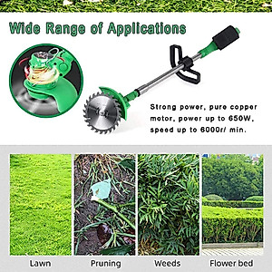 HLCUI Garden Strimmer,24V Cordless Grass Trimmer with Battery and Charger Telescopic Brush Cutter Electric 3-in-1 Lightweight Lawn Edger Tool, Three Kinds Spare Blades, 90° Head Pivots,A