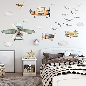 Airplane Wall Decal for Boys/Peel and Stick Boys Bedroom Wall Sticker/Can be Suitable for Kindergarten Nursery Boys Girls Bedroom Wall Decoration