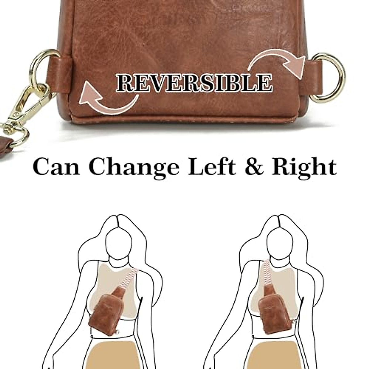 INICAT Travel Small Sling Bag Leather Crossbody Bags for Women Fanny Packs Cross Body Bag for Woman Cross Body Purses(04-brown)