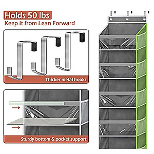 MISSLO 6 Shelves Over the Door Hanging Organizer + 28 Large Pockets Hanging Shoe Rack Grey