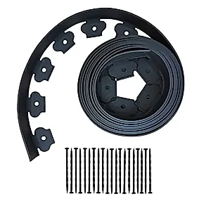 Landscape Edging,20ft Plastic No Dig Garden Edging with 20 Stakes,2 Inch Tall Lawn Edging for Lawn,Yard,Flower Gardens Edging Border (Black-20FT)