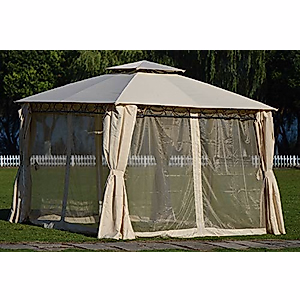 12'x12' Hardtop Metal Gazebo, Outdoor Galvanized Steel Double Roof Canopy, Aluminum Frame Permanent Pavilion with Netting and Curtains for Patio, Backyard, Deck and Lawns