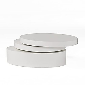 Christopher Knight Home CKH Small Oval Mod Rotatable Coffee Table, Glossy White, 31.5D x 47.75W x 13H in