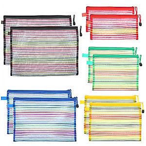 HESTYA 10 Pcs Mesh Bags with Zipper Cosmetics Mesh Toiletry Bags Travel Small Zipper Pouch Multipurpose Travel Organizer for Offices Supplies Accessories