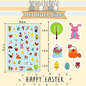 12 Sheets Easter Stickers for Kids, Easter Egg Bunny Stickers for Envelopes Cards Craft Scrapbooking Decorative, Easter Parties Favors Decorations Gift Supplies for Toddlers and Adults