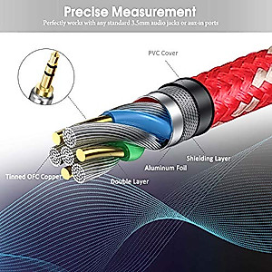 SIKAITE 3.5mm Male to Female Extension Stereo Audio Extension Cable 50ft, Cotton Thread-Braided Audio Extension Cable, Stereo Jack Cord for Phones, Headphones, Speakers, Tablets, PCs and More