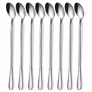12 Pcs Long Handle Ice Tea Spoon, 9 Inch Food Grade Stainless Steel Cocktail Stirring Spoons, Ice Cream Spoon, Mixing Spoon, Long Spoon, Dessert Spoon