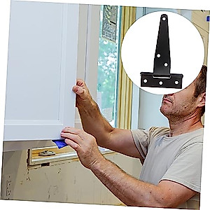 Generic 6pcs 4 Steel Door Hinges T Strap Hinges Black Door Hinges Heavy Duty Shed Hinges Heavy Duty Tee Hinge Square Barn Hinges Garden Shed Hinges T Hinge Shed Flat Spring Iron Hardware