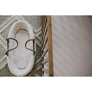 NODNAL CO. 3 Fitted Crib Sheets Pink Set for Baby Girl - 100% Oeko-TEX Cotton Nursery Bedding - Pink/White Chevron, Polka Dot, and Stripe - for Standard Baby or Toddler Crib Mattress 28”x52”x9” Sheet