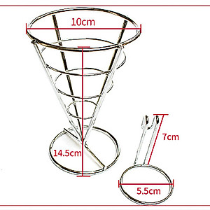 BESTONZON 2-Piece French Fry Stand Metal Spiral Cone Basket Holder for Fries Fish and Chips and Sauce Dippers