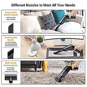 SUNCANDXY Handheld Vacuum Cleaner Cordless: Mini Rechargeable Hand Vacuum with Strong Suction, Wireless Portable Small Car Vacuum for Carpet Car - Black