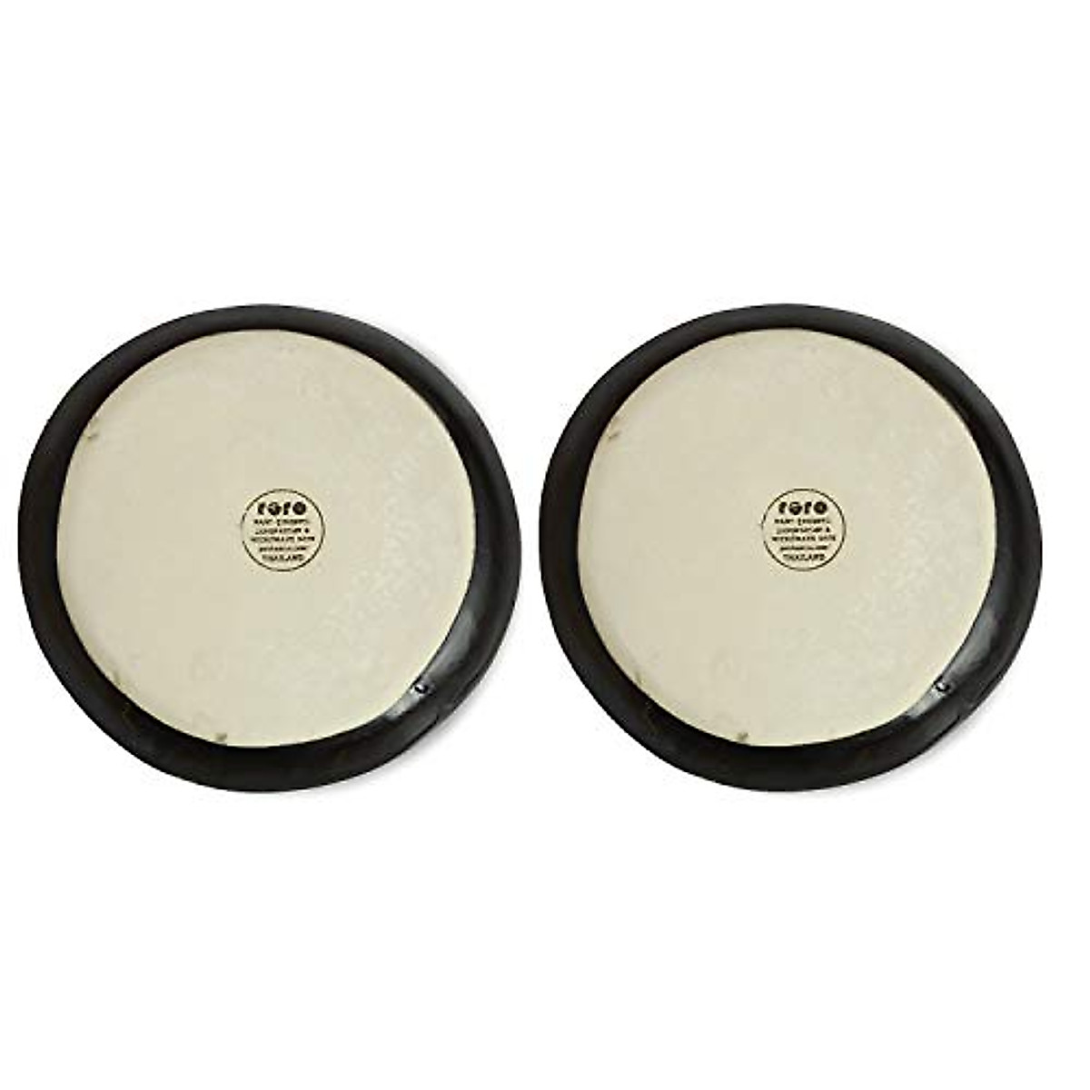 roro Ceramic Stoneware Hand-Molded Modern Uneven Minamalist Matte Black Appetizer Plate Set of 2
