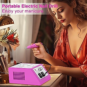 Electric Nail Drill, Cadrim Nail Drill Machine, Nail Electric Drill for Acrylic Nails Gel Nail Glazing Nail Drill Nail Art Polisher Sets Glazing Nail Drill Fast Manicure Pedicure, Pink