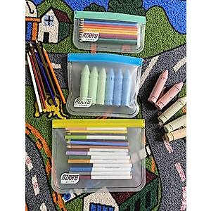 Reusable Storage Bags – 12 Pack BPA FREE PEVA LEAKPROOF Ziplock Freezer Bags (4 Gallon Bags, 4 Sandwich Bags, 4 Snack Bags) EXTRA THICK Resealable Bags for Meat Fruit Veggies