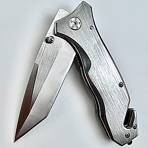 GAJING EDC Sharp Folding Pocket Knife with Liner Lock,Pocket Clip, Glass Breaker,Sealbelt Cutter and Stainless Steel Handle