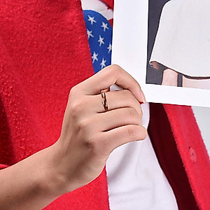 THREE KEYS JEWELRY 4mm Tungsten Carbide Wedding Ring for Women with Koa Wood Inlay Plated Rose Gold Domed Wedding Band Engagement Ring Comfort Fit Size 7