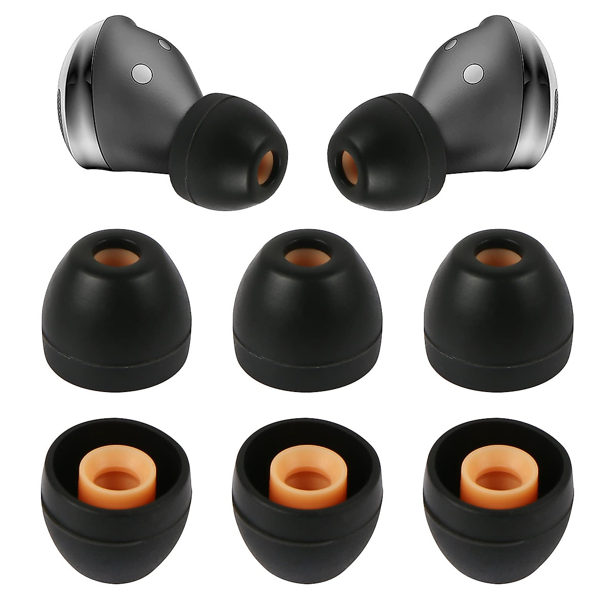 Rieyuf 3 Pairs Replacement Ear Tips Earbuds Eartips Ear Cap Ear Bud Tip Compatible for Sony WF-1000XM4,Powerbeats Pro, BeatsX & Other Inner Hole 3.8mm-4.2mm Earbud in-Ear Headphones, Black (Medium)