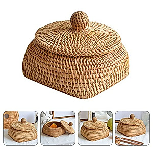 Cabilock Tv Simple Baskets Rattan Basket Holder Cosmetic Vegetable Makeup Lid Shelf Water Shoes Brown Clo Snack for Cube Rustic Hand Serving Organizing Toys Organizer Rectangular Clothes