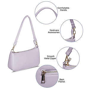 NIUEIMEE ZHOU Shoulder Bag for Women Retro Vegan Leather Classic Clutch Tote HandBags Purses with Zipper Closure (Purple)