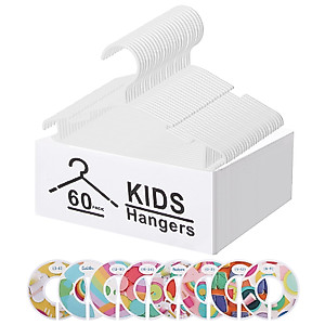 Plastic Kids Hangers Baby Hangers 60 Pack White Baby Clothes Hangers Bulk Kid Hangers Toddler Hangers Infant Hangers for Closet