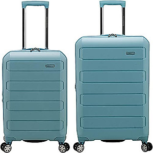 Traveler's Choice Pagosa Indestructible Hardshell Expandable Spinner Luggage, Baby Blue, 2-Piece Set (22/26)