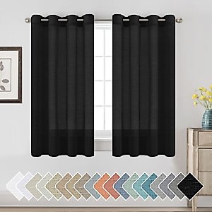 H.VERSAILTEX Linen Curtains Nickel Grommet Natural Linen Semi-Sheer Curtains, Privacy Added Premium Soft Rich Material Linen Curtain Panels for Living Room - 52x84 - Inch - Butter