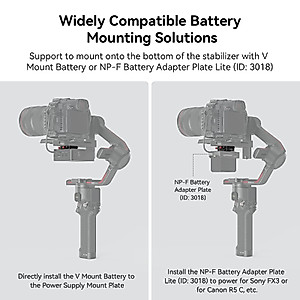 SmallRig Mini V Mount Battery Plate for DJI RS 3 / RS 3 Pro/RS 2 / RSC 2 Gimbals, Comes with V-Lock, Cold Shoe & 1/4"-20 Threaded Holes for V Mount Battery & NP-F Battery - 4189