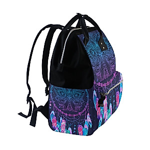 My Little Nest Large Capacity Diaper Bag Chic Bohemian Dream Catcher with Feathers Durable Multi Function Travel Backpack for Mom