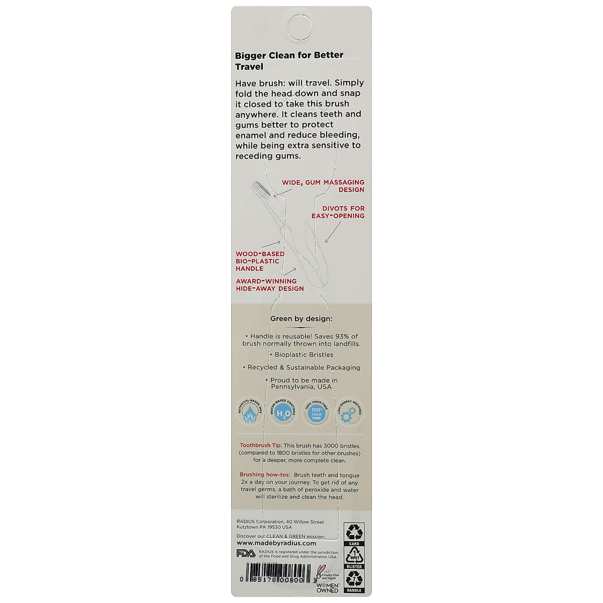 Radius, Toothbrush Tour Travel Soft, 1 Count