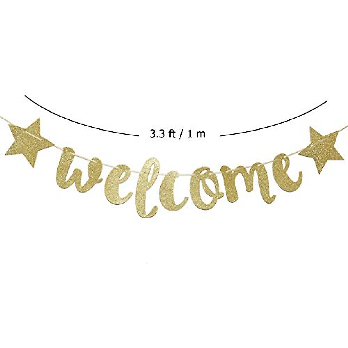 Welcome Little One Glitter Gold Banner, Baby Shower, Gender Reveal Party , Glitter Party Decor (Gold)