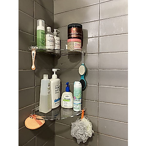 JiePai Adhesive Hooks Sticker,Adhesive Wall Hooks, Adhesive Sticker for Banthroom Shower Holder Shelf Corner Shower Caddy (Transparent)