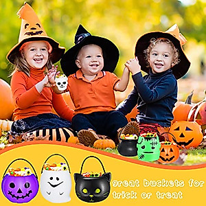 14 Pieces Halloween Candy Bucket,Mini Halloween Candy Holder,Pumpkin Ghost Cauldron Candy Bucket for Trick or Treat,Halloween Party Supplies