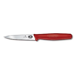 Culinary Depot Victorinox 2-Piece Set of 3.25 Inch Swiss Classic Paring Knives with Straight Edge, Spear Point, 3.25", Red & White