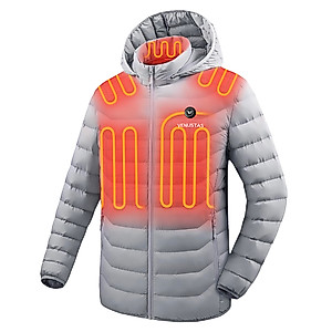 Venustas Unisex Heated Jacket with Battery, Heated Coat for Women and Men with Detachable Hood