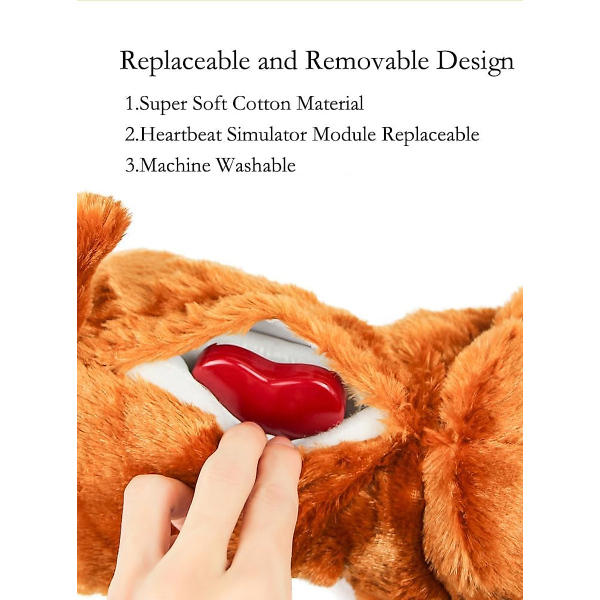 KITA Heartbeat Plush Dog Toy, Pet Anxiety Relief, Calming Training Aid, Comfort Stuffed Toy for Dog, Cat (Tan)