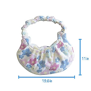 JIANEEXSQ Hobo Bag Women Floral Flower Fluffy Purse Large Capacity Furry Handbag Shoulder Tote Bag, White