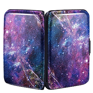 Coco Rossi Mini Credit Card Holder for Women,RFID Blocking Slim Hard Card Case ID Case Travel Wallet Nebula