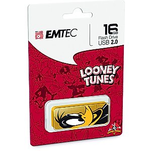 Emtec M700 Flash Drive, 16GB, Daffy Duck USB 2.0 Capless Slide-Open System