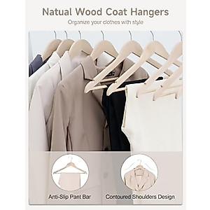 StorageWorks Coat Hanger, Lotus Wooden Clothes Hanger, Heavy-Duty Clothes Hangers, Natural Wood Hangers for Shirts, Jackets, Pants, Coats, Suits, Sweaters, 20 Pack